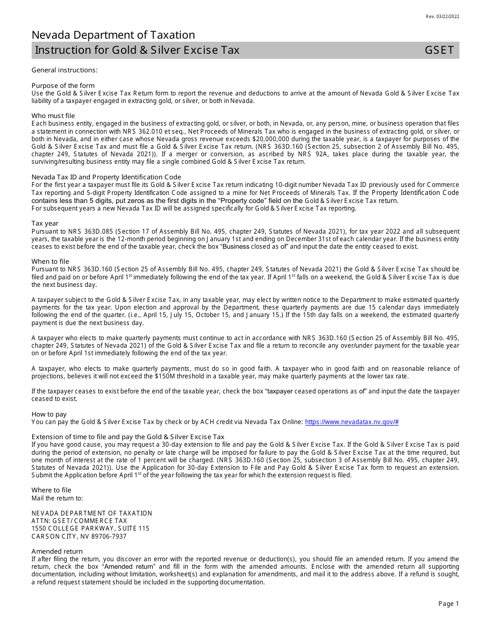 Download Instructions for Form GSET-01.01 Gold & Silver Excise Tax ...
