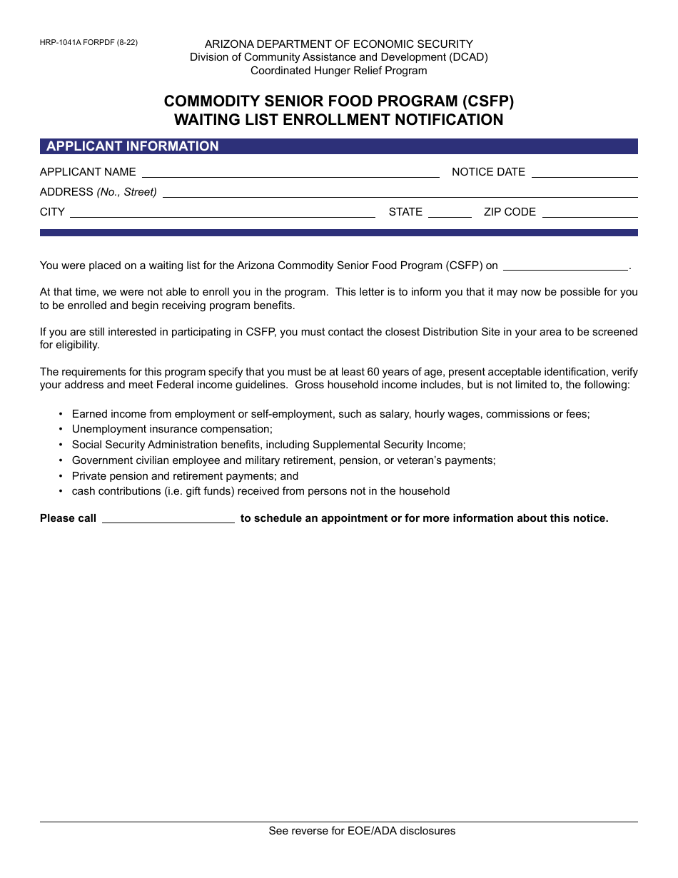 Form HRP-1041A - Fill Out, Sign Online and Download Fillable PDF ...