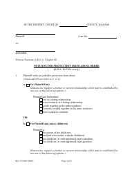 Kansas Petition for Protection From Abuse Order Download Fillable PDF | Templateroller