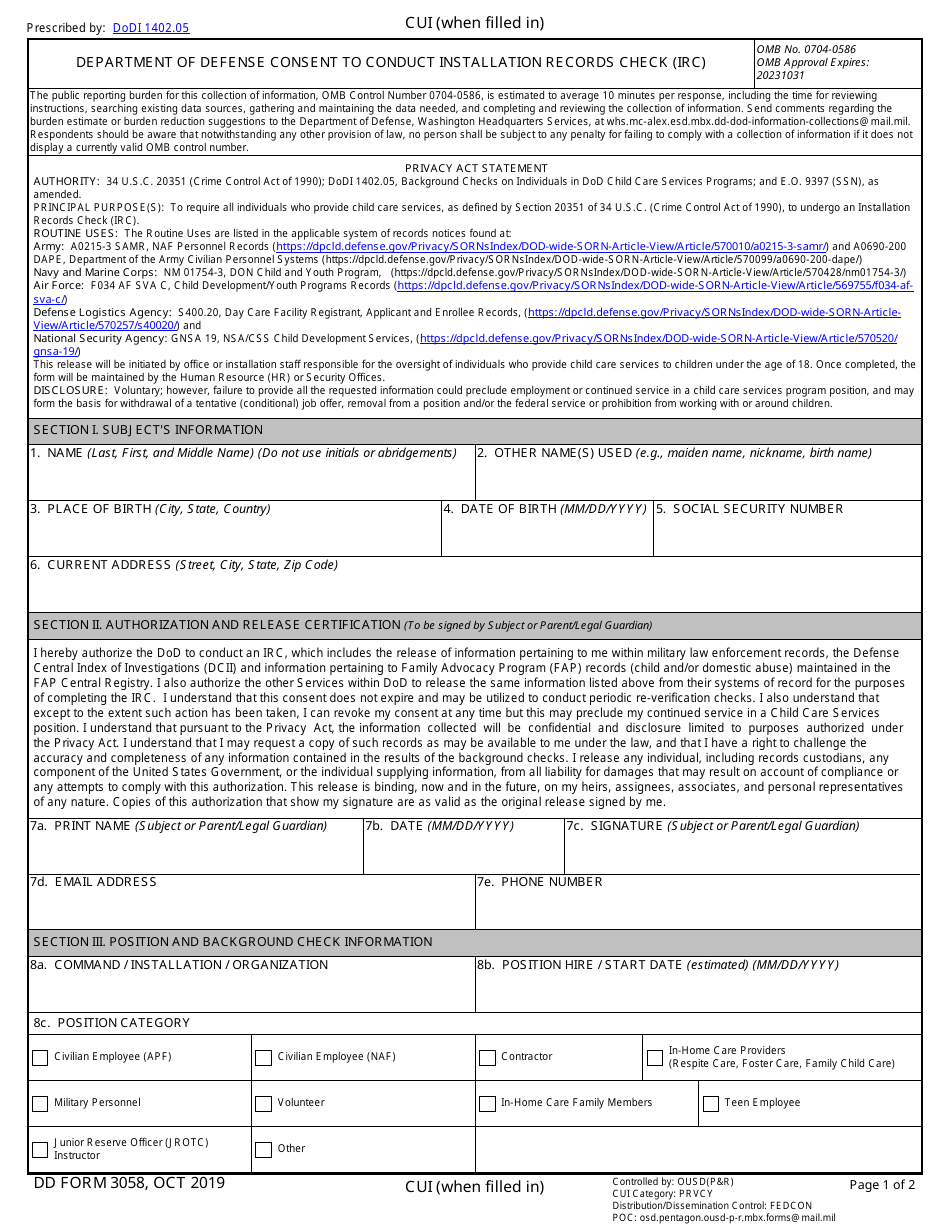 DD Form 3058 - Fill Out, Sign Online and Download Fillable PDF ...