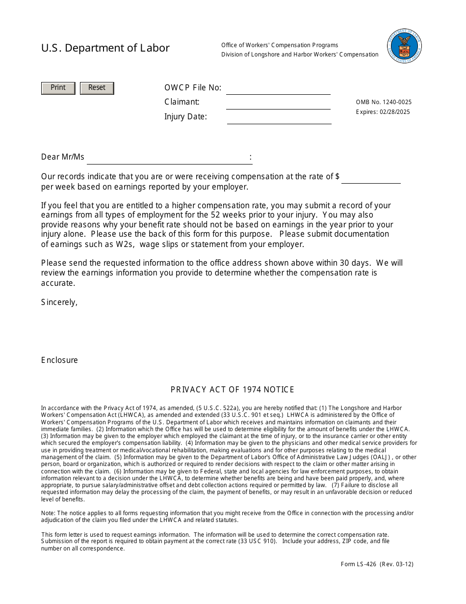 Form LS-426 - Fill Out, Sign Online and Download Fillable PDF ...