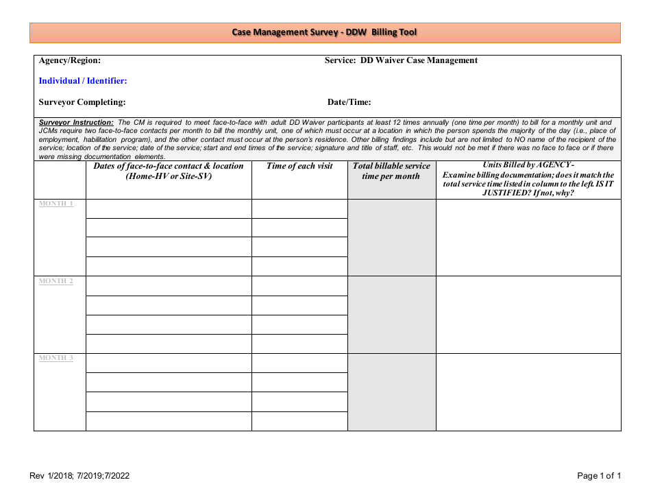 New Mexico Case Management Survey - Ddw Billing Tool Download Printable ...