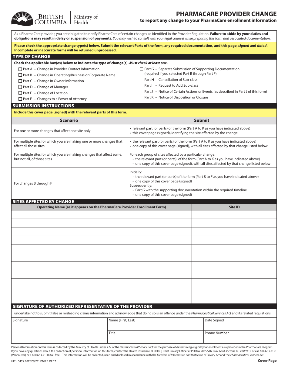 Form HLTH5433 - Fill Out, Sign Online and Download Fillable PDF ...