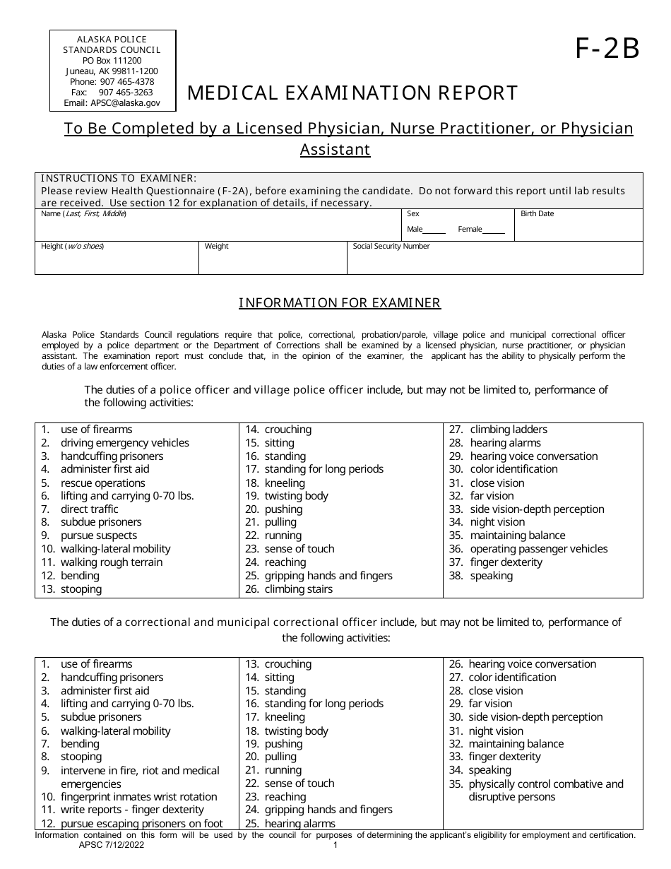 Form F-2B - Fill Out, Sign Online and Download Printable PDF, Alaska ...