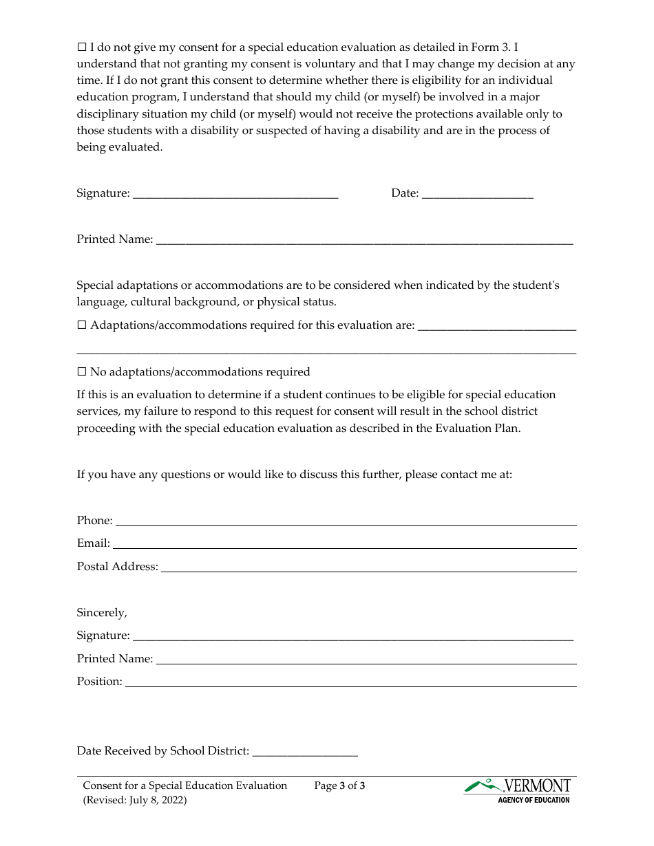 Form 3A - Fill Out, Sign Online and Download Printable PDF, Vermont ...
