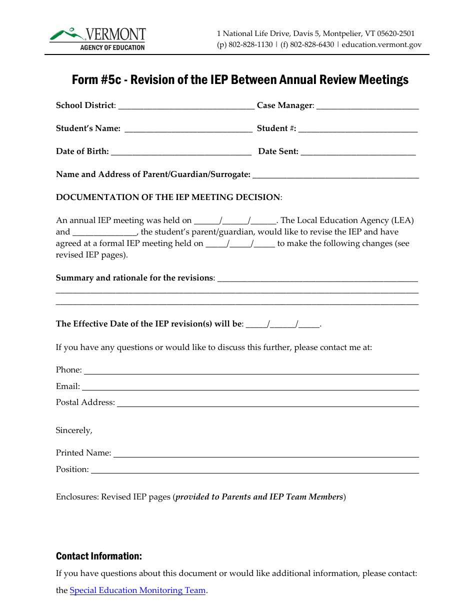 Form 5C - Fill Out, Sign Online and Download Printable PDF, Vermont ...