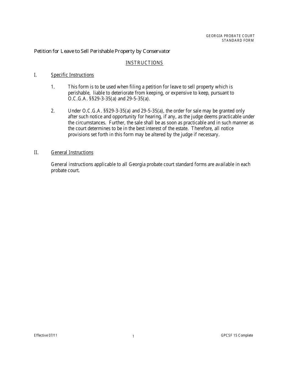 Form GPCSF15 - Fill Out, Sign Online and Download Printable PDF ...