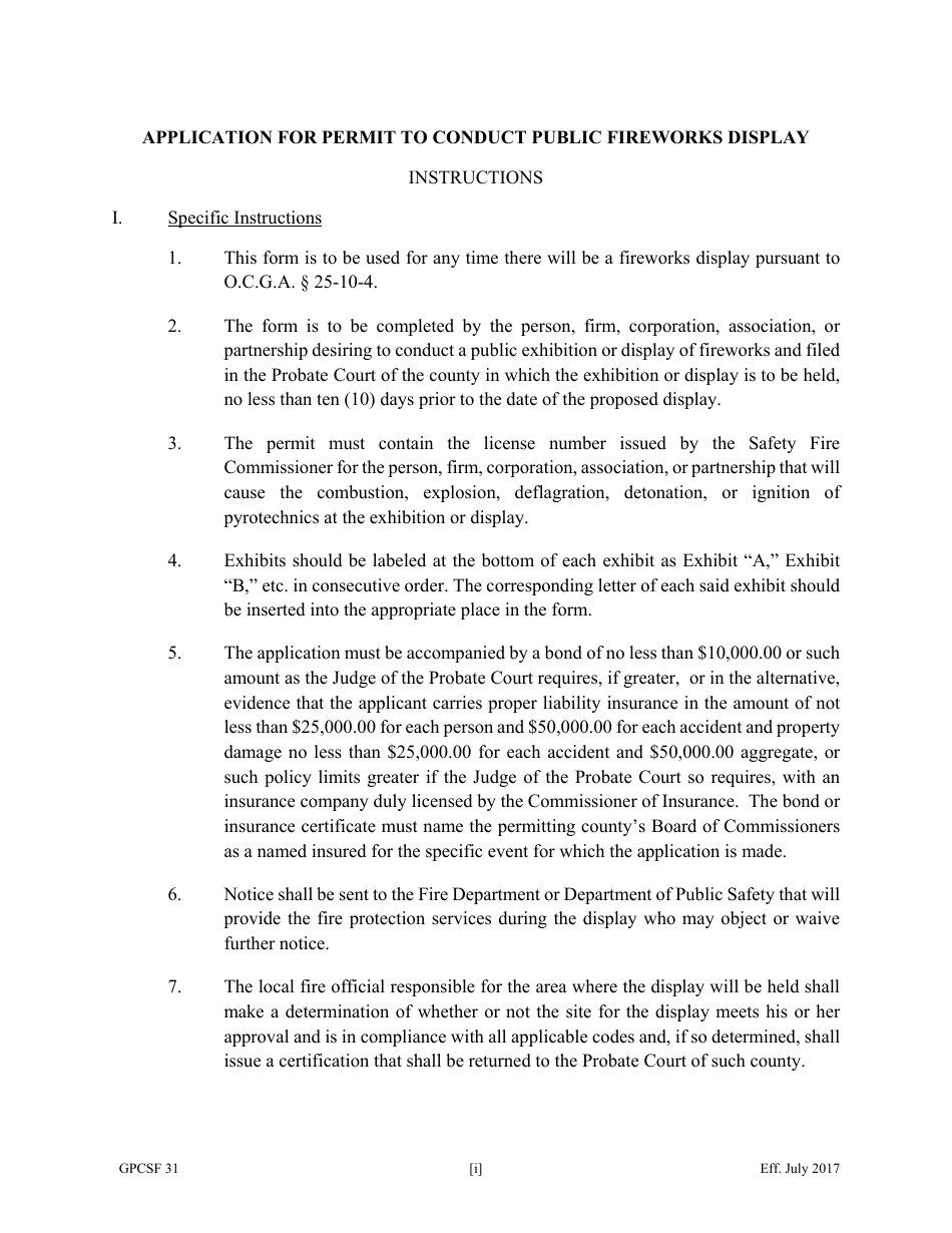 Form GPCSF31 - Fill Out, Sign Online and Download Fillable PDF, Georgia ...