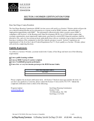 City of San Diego, California Section 3 Worker Certification Form ...