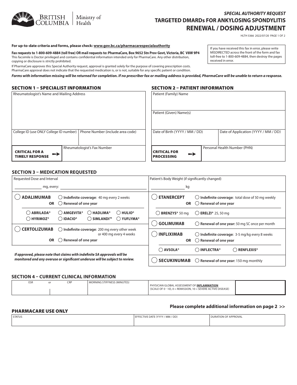Form HLTH5366 - Fill Out, Sign Online and Download Fillable PDF ...