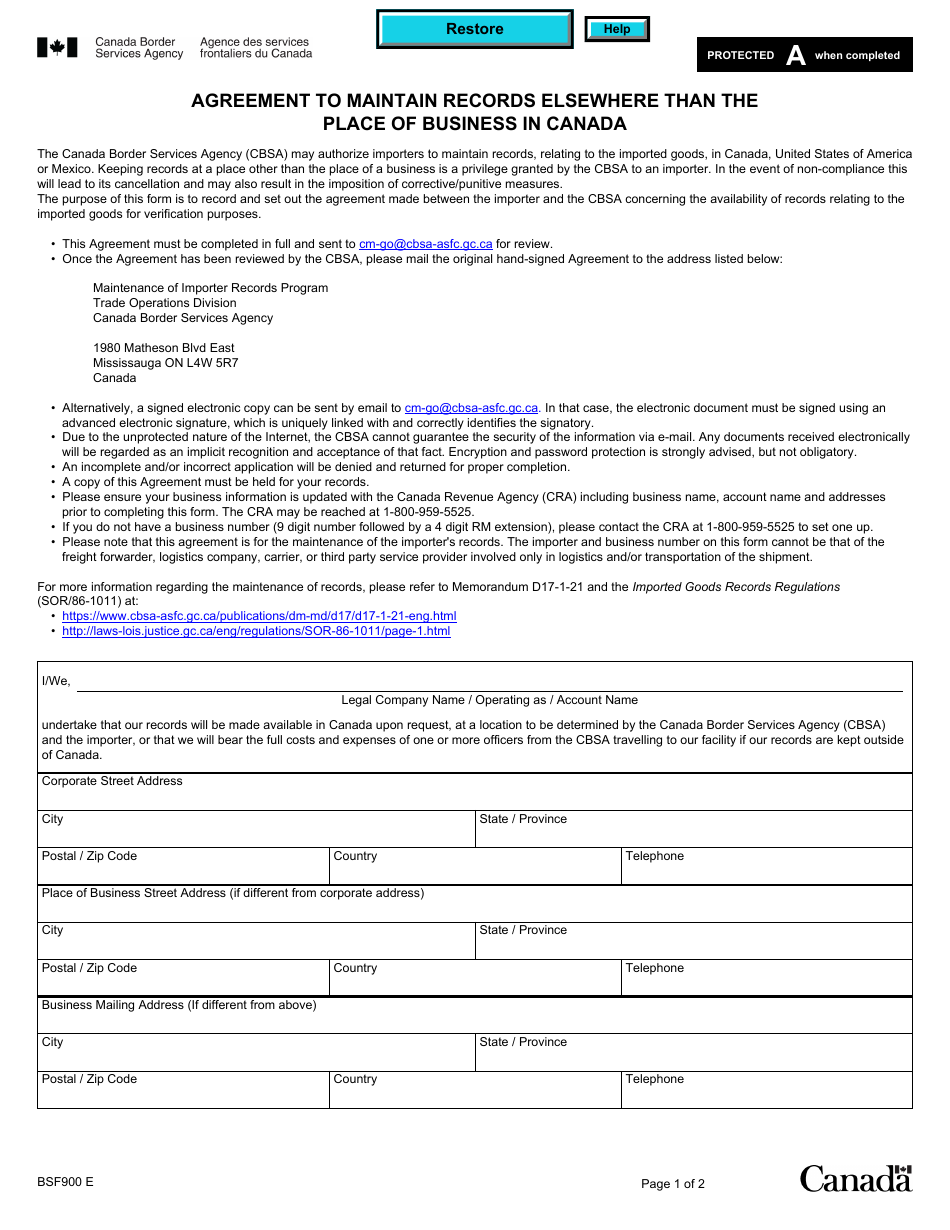 Form BSF900 - Fill Out, Sign Online and Download Fillable PDF, Canada | Templateroller