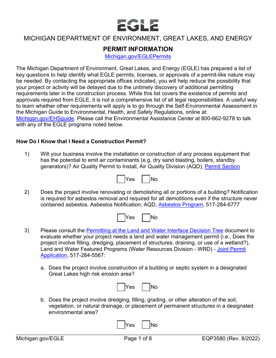 Form EQP3580 - Fill Out, Sign Online and Download Fillable PDF ...