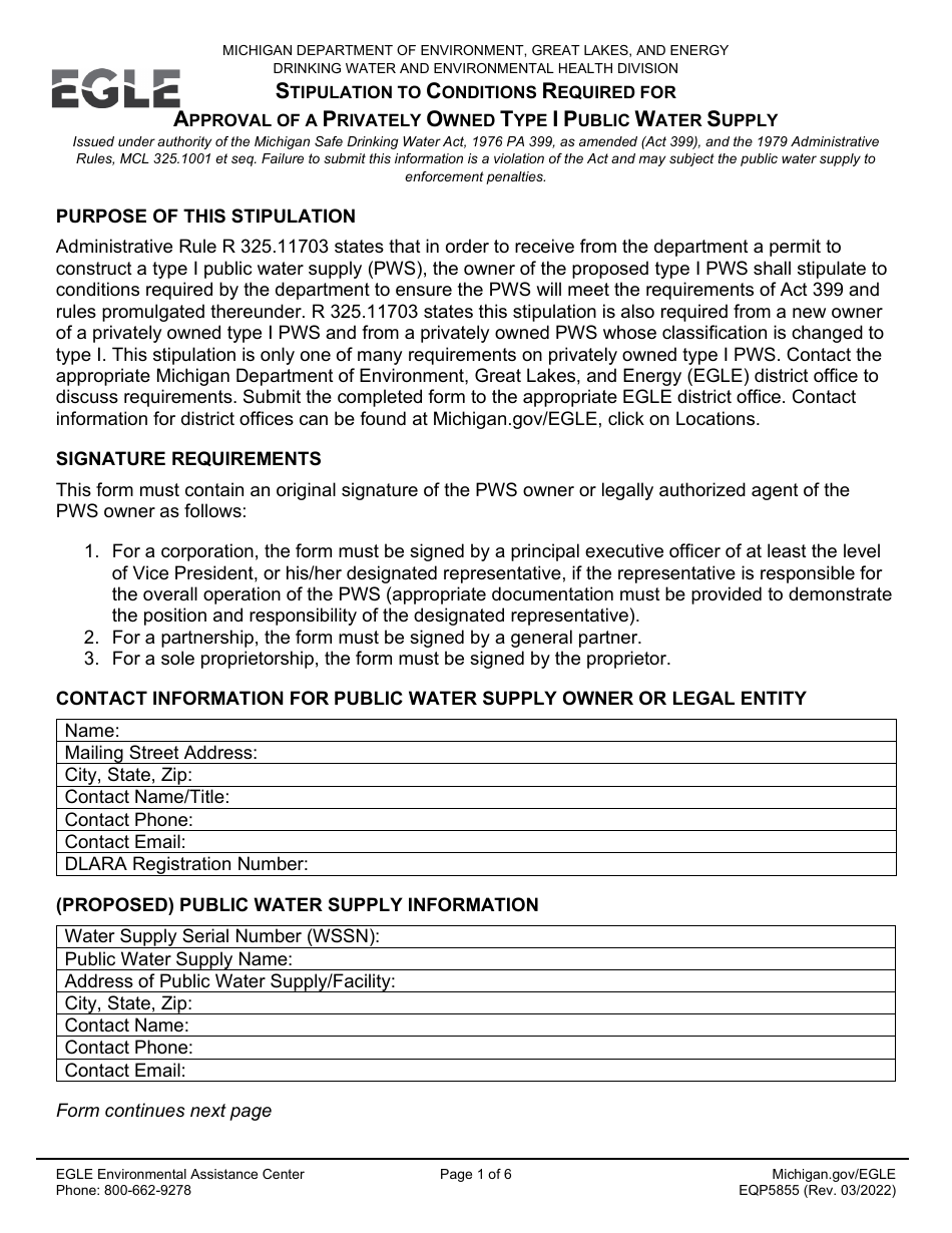 Form EQP5855 - Fill Out, Sign Online and Download Fillable PDF ...