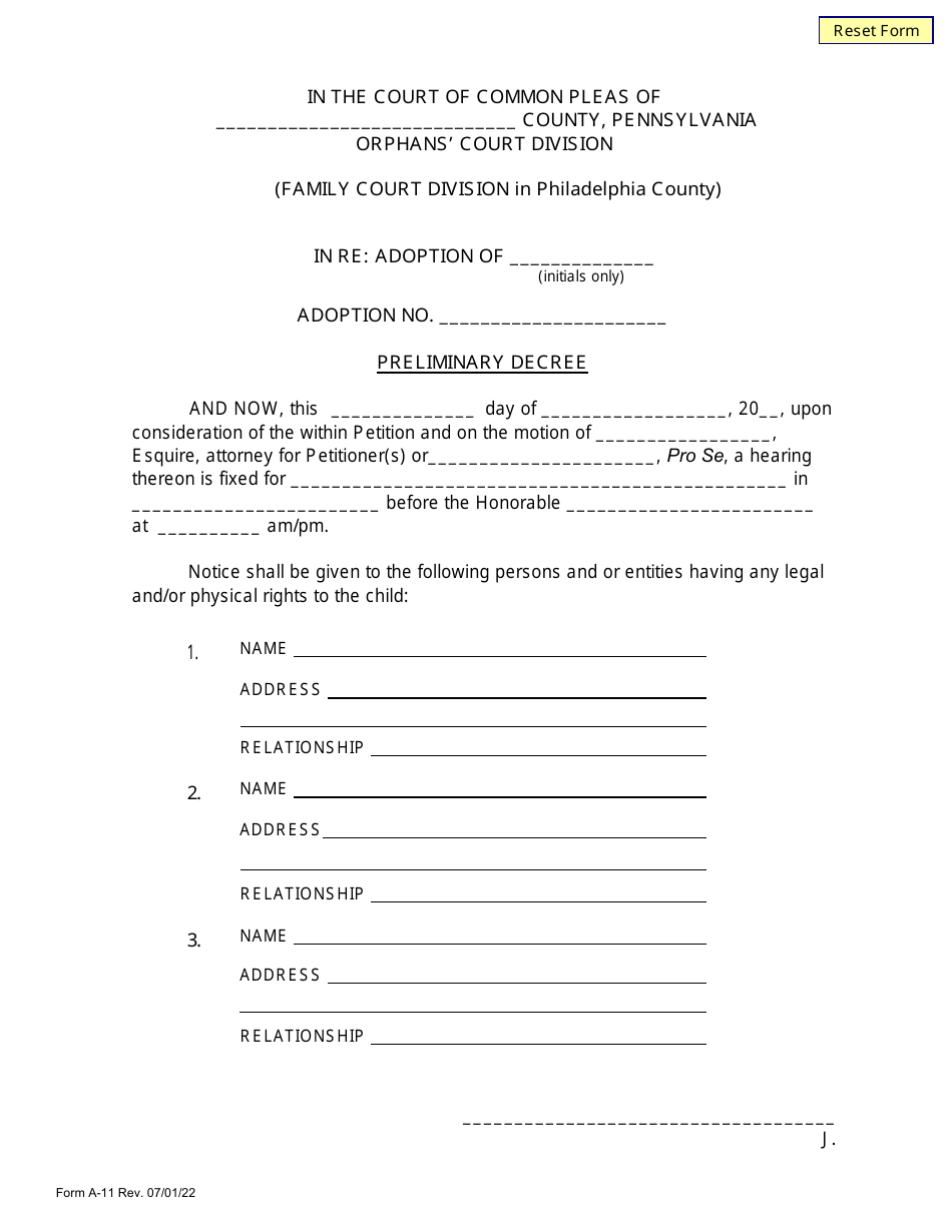Form A-11 - Fill Out, Sign Online and Download Fillable PDF ...