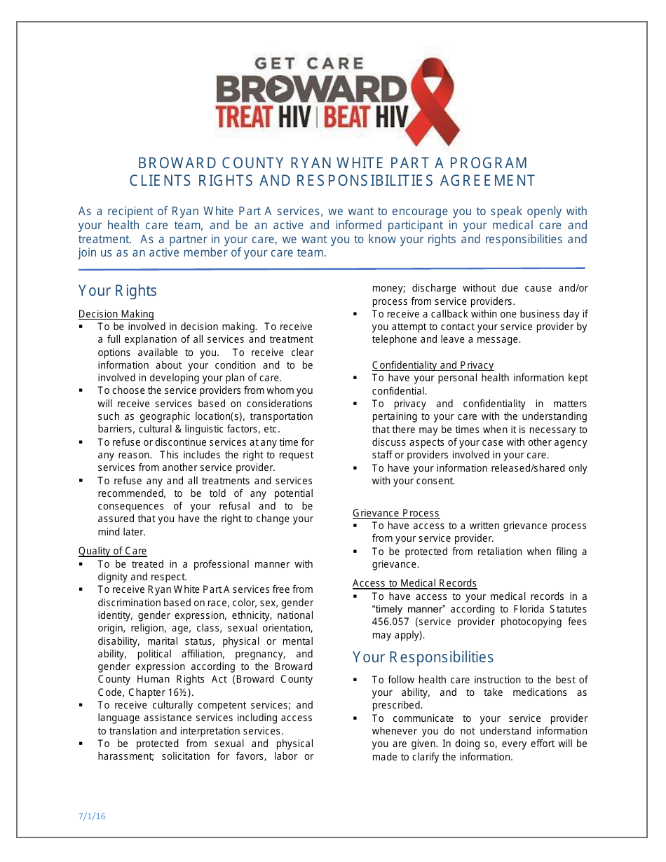 Broward County, Florida Clients Rights and Responsibilities Agreement ...