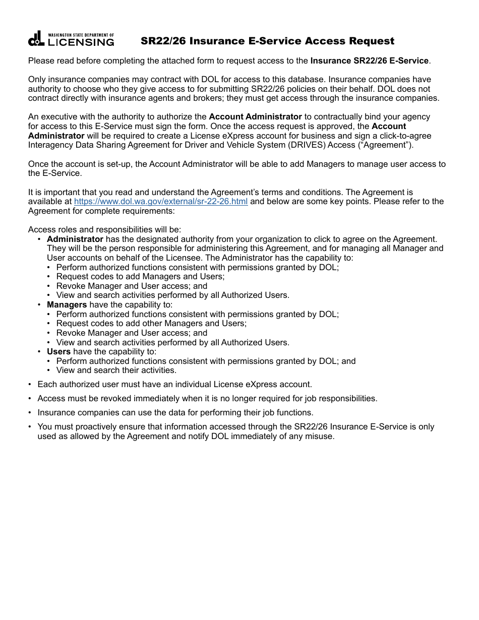 Form DSC-425-015 Download Fillable PDF or Fill Online Sr22/26 Insurance ...