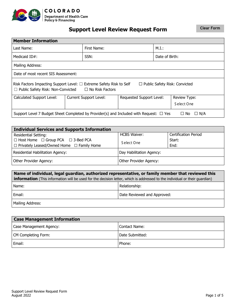 Colorado Support Level Review Request Form - Fill Out, Sign Online and ...