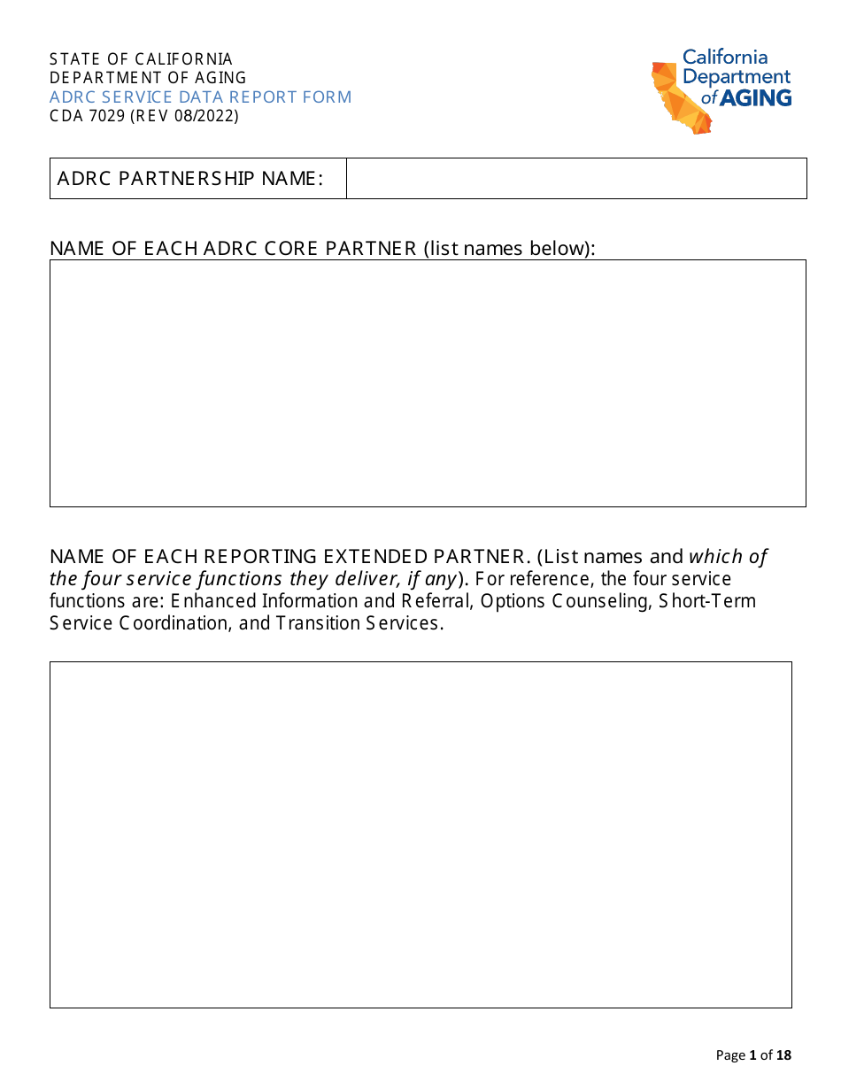 Form CDA7029 - Fill Out, Sign Online and Download Fillable PDF ...