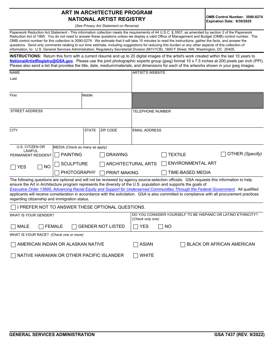 GSA Form 7437 - Fill Out, Sign Online and Download Fillable PDF ...