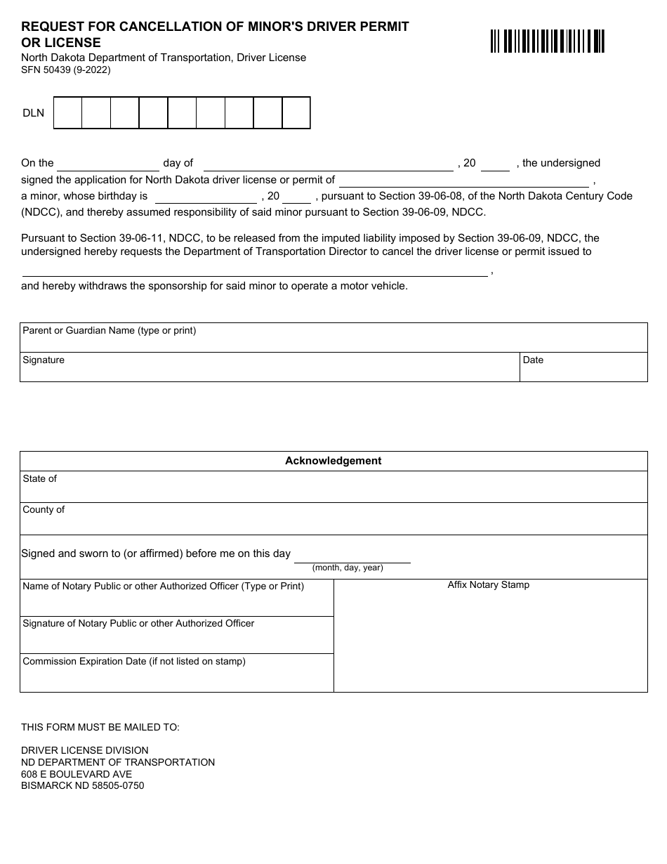 Form SFN50439 Download Fillable PDF or Fill Online Request for ...