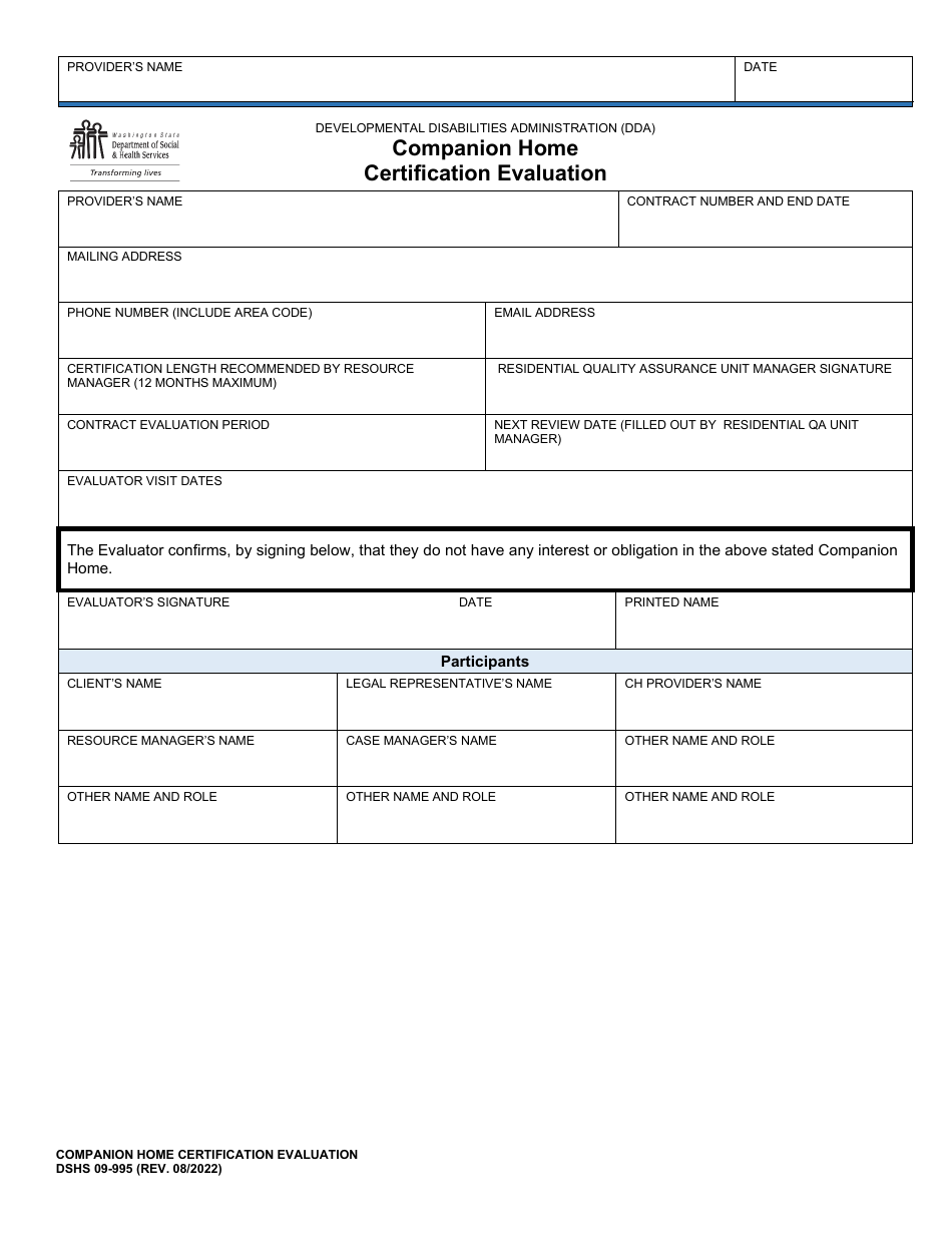 DSHS Form 09-995 - Fill Out, Sign Online and Download Printable PDF ...