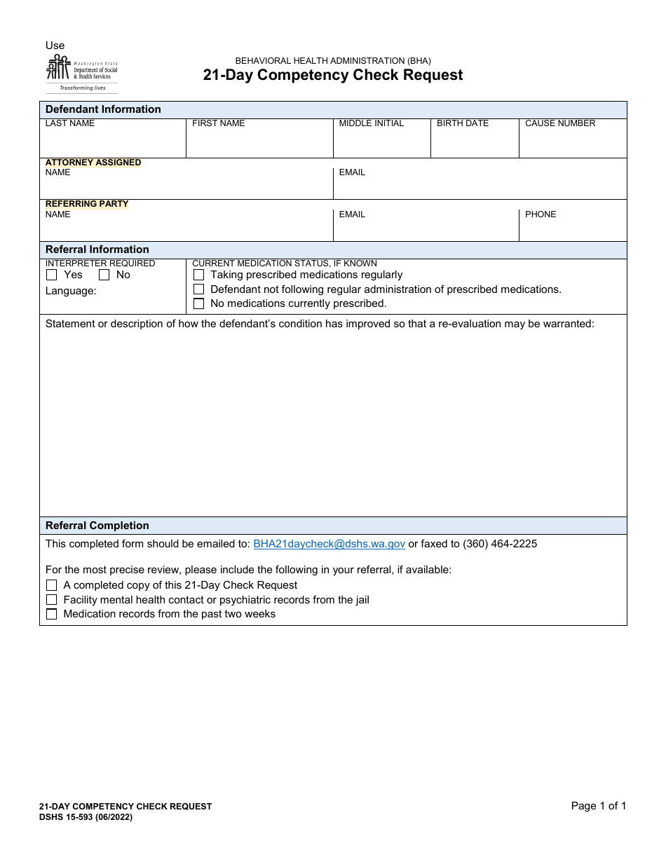 DSHS Form 15-593 - Fill Out, Sign Online and Download Printable PDF ...