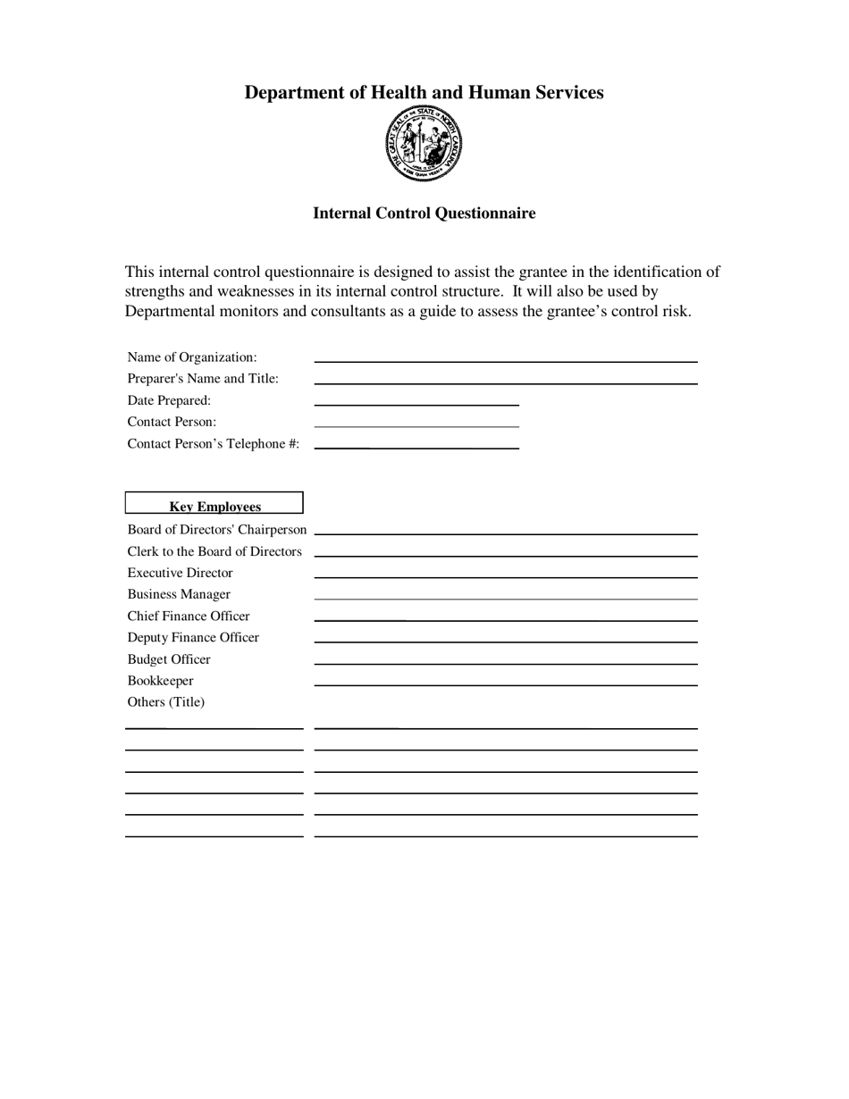 North Carolina Internal Control Questionnaire - Fill Out, Sign Online ...