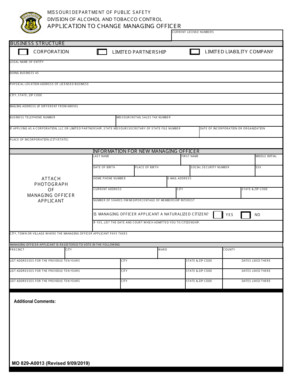 Form MO829-A0013 - Fill Out, Sign Online and Download Fillable PDF ...