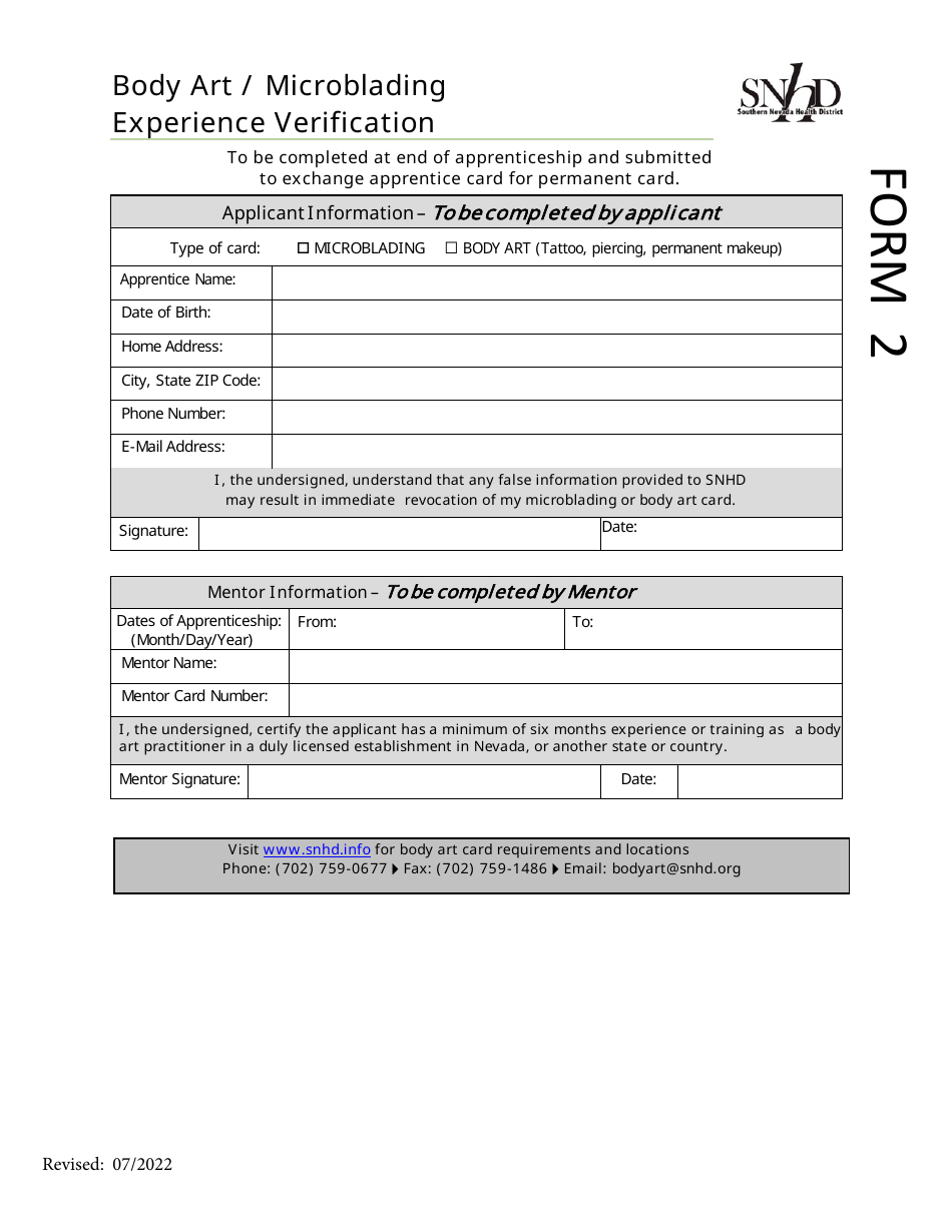 Form 2 - Fill Out, Sign Online and Download Printable PDF, Nevada ...