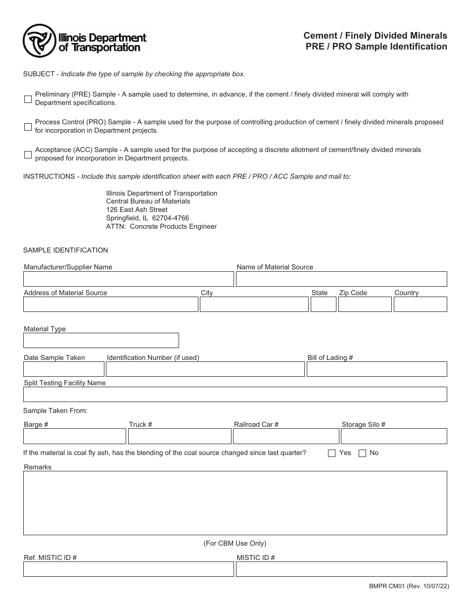 Form BMPR CM01 - Fill Out, Sign Online and Download Fillable PDF ...