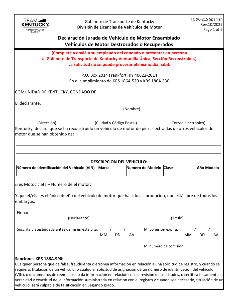 Formulario TC96-215 - Fill Out, Sign Online and Download Printable PDF ...