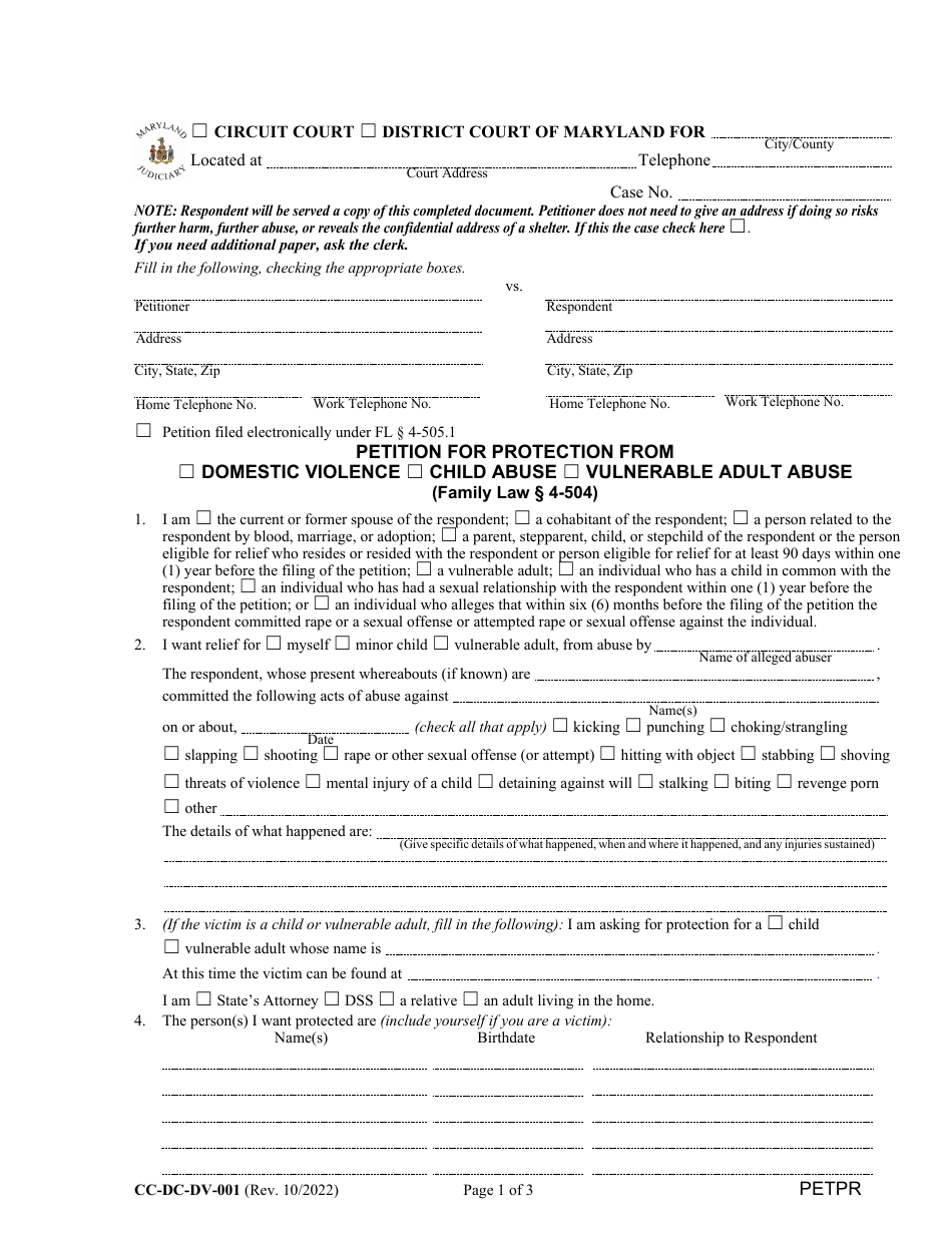 Form CC-DC-DV-001 - Fill Out, Sign Online and Download Fillable PDF ...