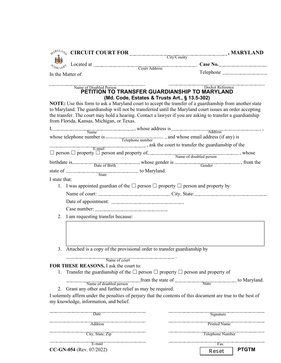 Form CC-GN-054 - Fill Out, Sign Online and Download Fillable PDF ...