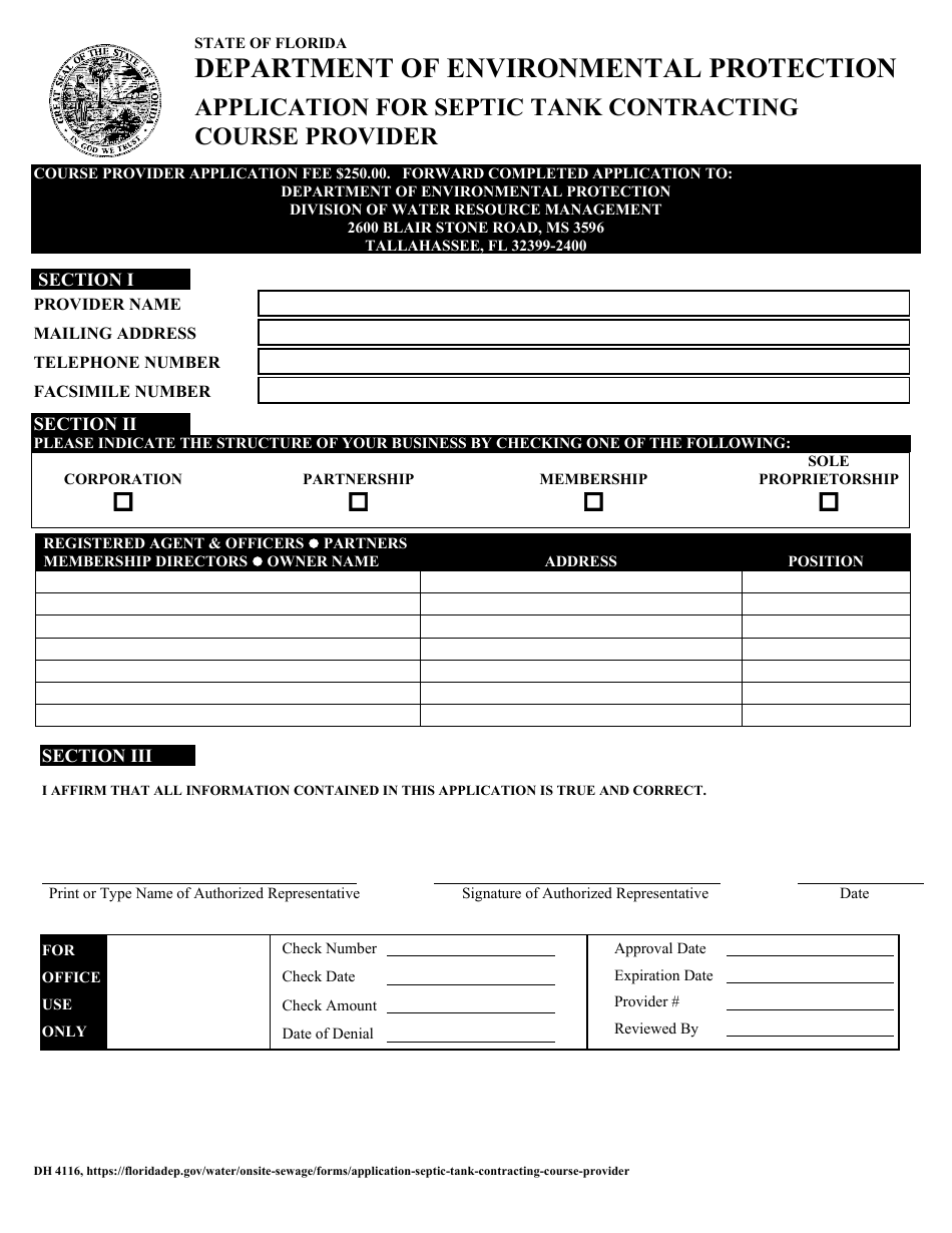 Form DH4116 - Fill Out, Sign Online and Download Printable PDF, Florida ...