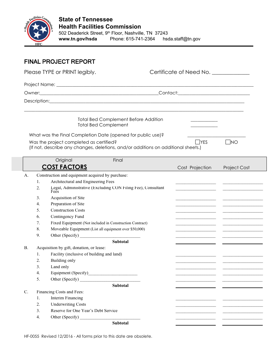 Form HF-0055 - Fill Out, Sign Online and Download Printable PDF ...