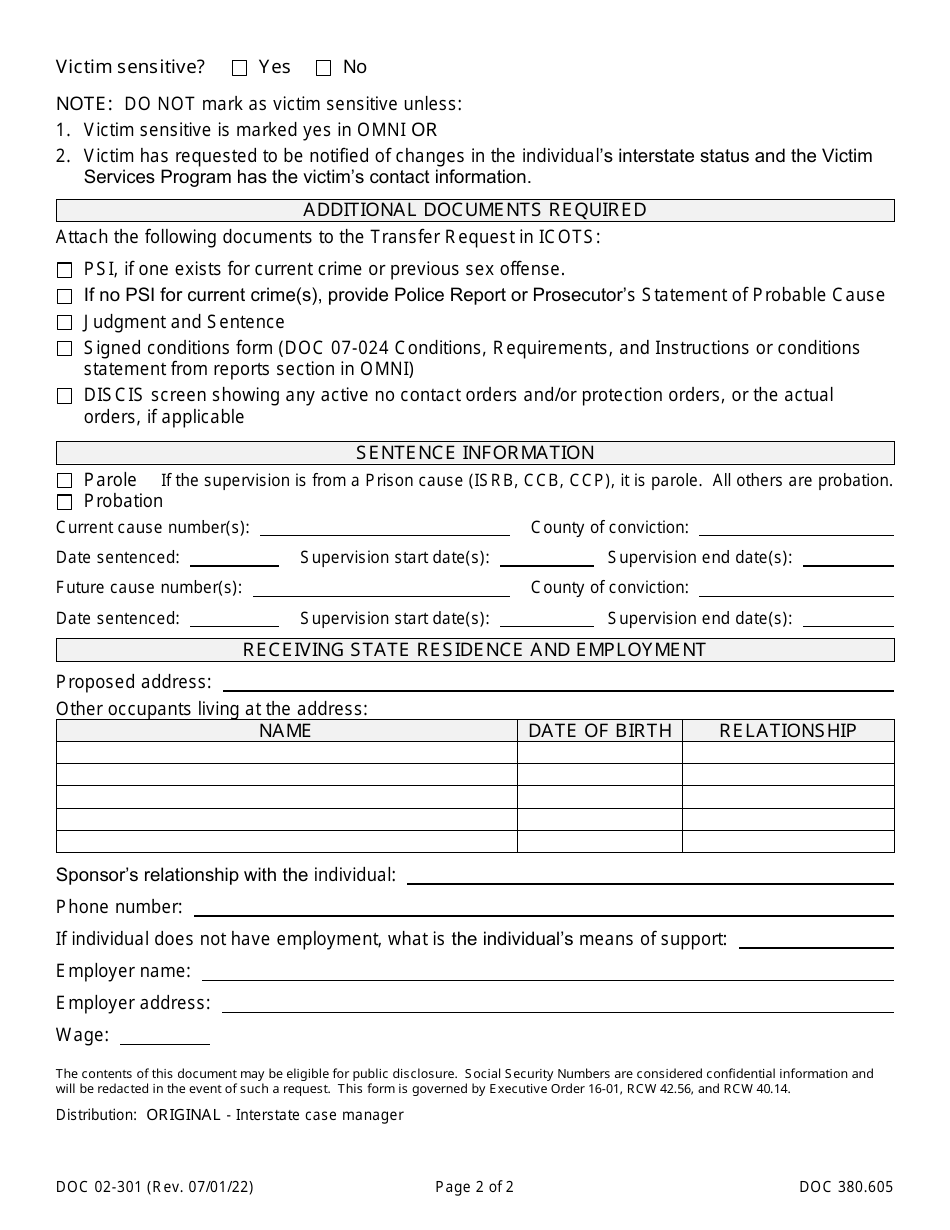 Form DOC02 301 Fill Out Sign Online And Download Printable PDF form-doc02-301-fill-out-sign-online-and-download-printable-pdf