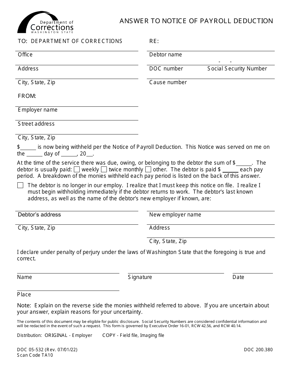 Form DOC05-532 - Fill Out, Sign Online and Download Printable PDF ...