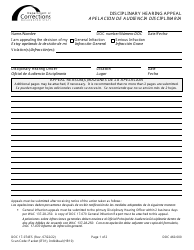 Form DOC17-074 Download Printable PDF or Fill Online Disciplinary Hearing Appeal Washington ...