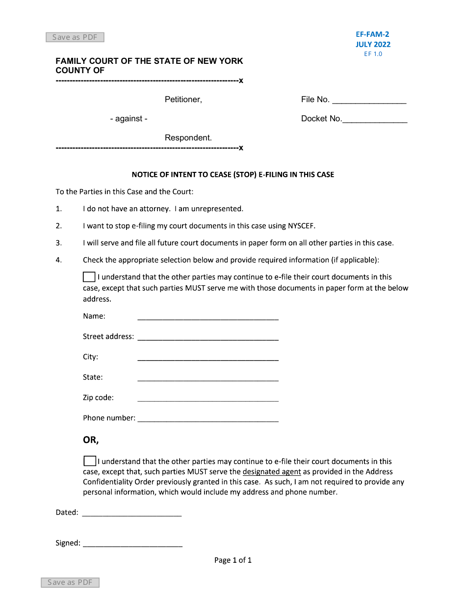 Form EF-FAM-2 - Fill Out, Sign Online and Download Fillable PDF, New ...