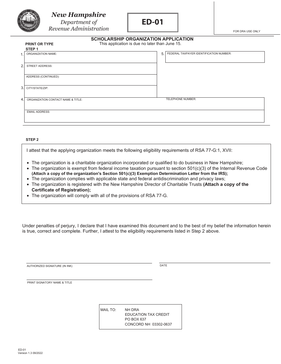 Form ED-01 - Fill Out, Sign Online and Download Fillable PDF, New ...