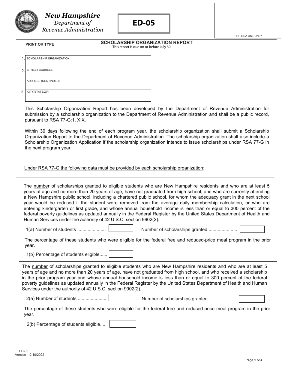 Form ED-05 - Fill Out, Sign Online and Download Fillable PDF, New ...