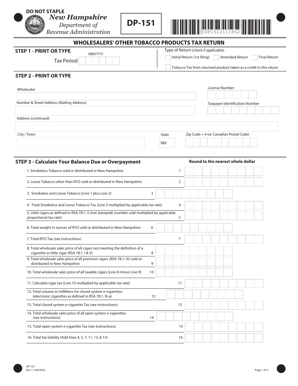 Form DP-151 Download Fillable PDF or Fill Online Wholesalers' Other ...
