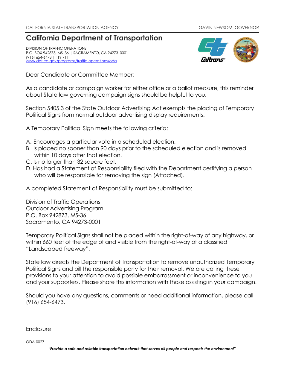 Form ODA-0027 Download Fillable PDF or Fill Online Statement of ...