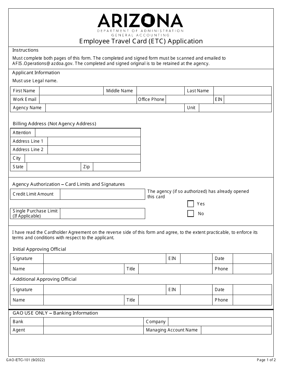 Form GAO-ETC-101 - Fill Out, Sign Online and Download Fillable PDF ...