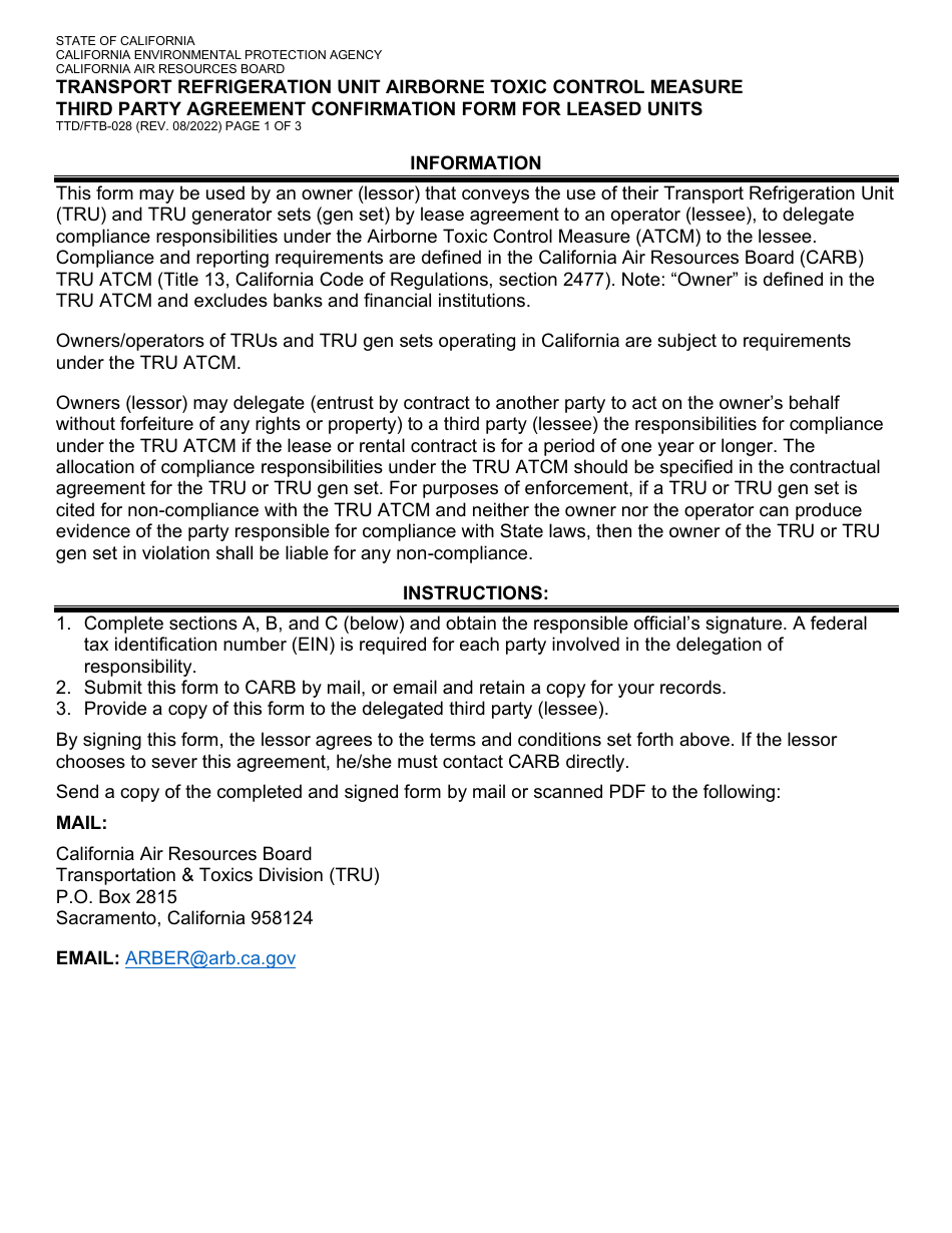 Form TTD/FTB-028 - Fill Out, Sign Online and Download Fillable PDF ...
