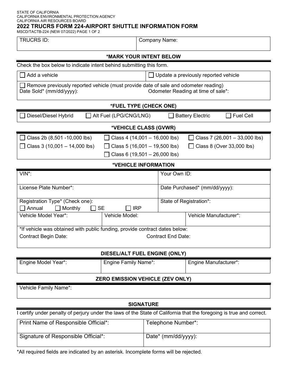 Form MSCD/TACTB-224 (TRUCRS Form 224) - 2022 - Fill Out, Sign Online ...