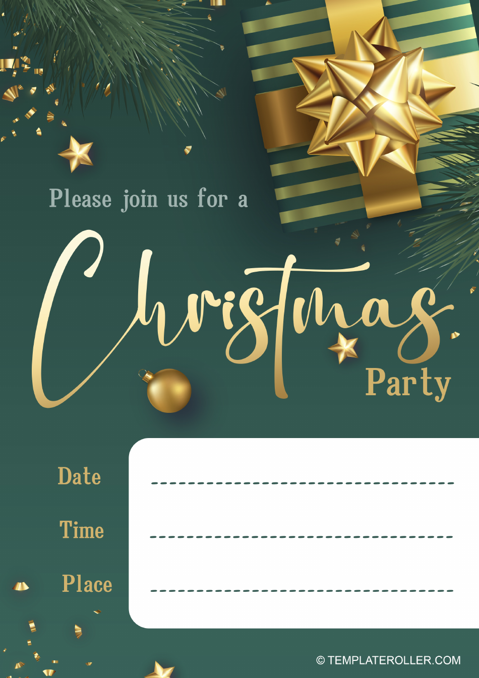 Christmas Invitation Template - Green Download Printable PDF ...