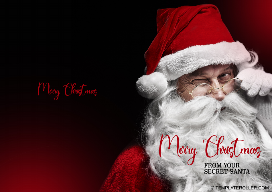 Secret Santa Card - Dark Red Download Printable PDF | Templateroller