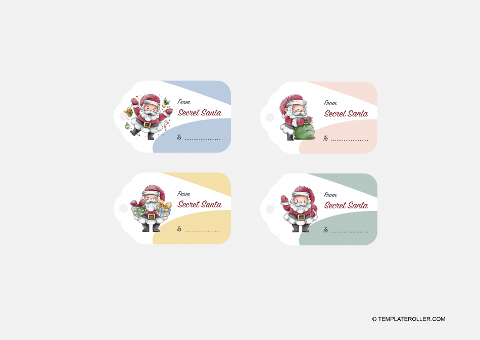 Secret Santa Gift Tag Template - Varicolored Download Printable PDF ...