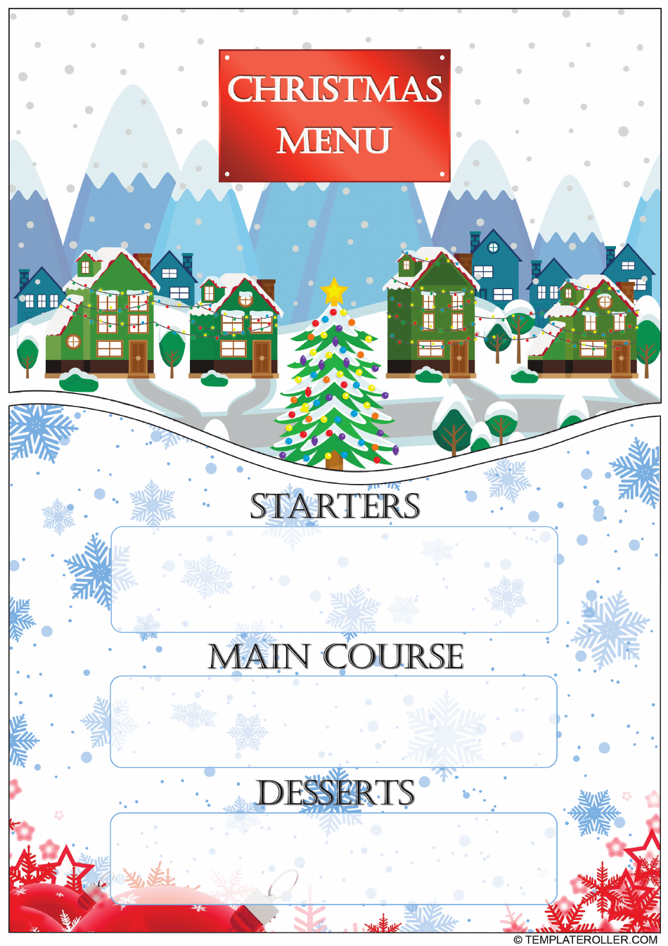 Christmas Menu Template - White Download Printable PDF | Templateroller